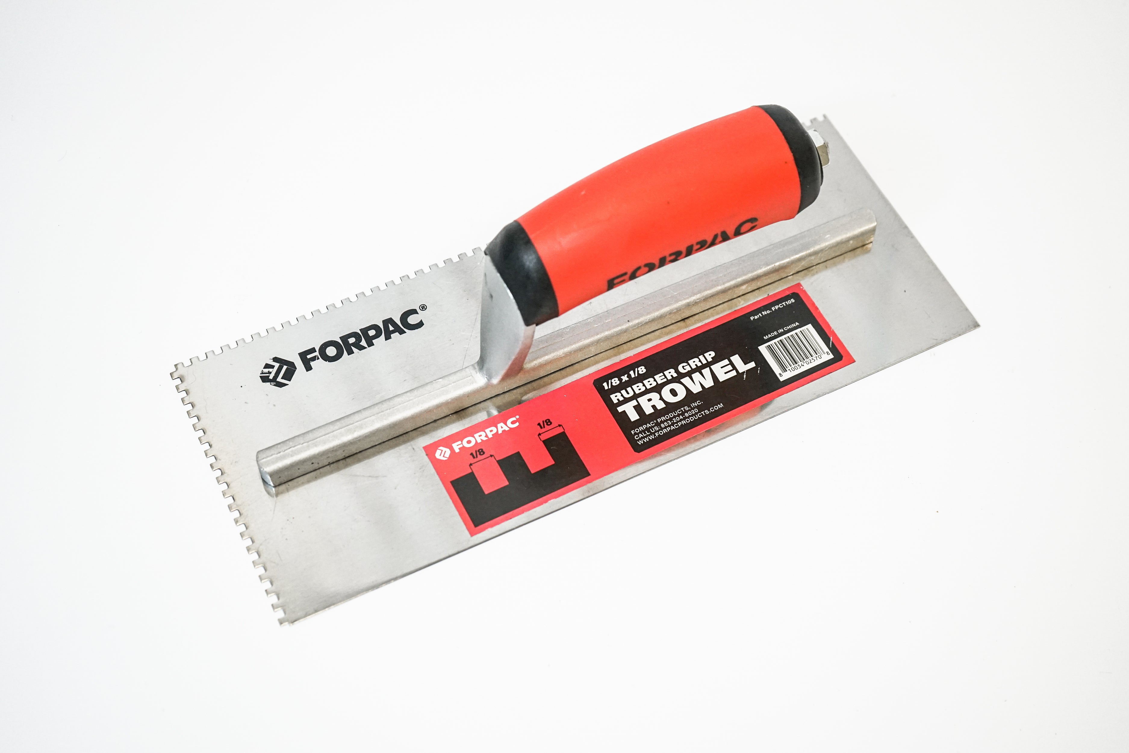 RUBBER GRIP SQUARE NOTCH TROWEL 1/8 x 1/8 – FORPAC PRODUCTS, LLC