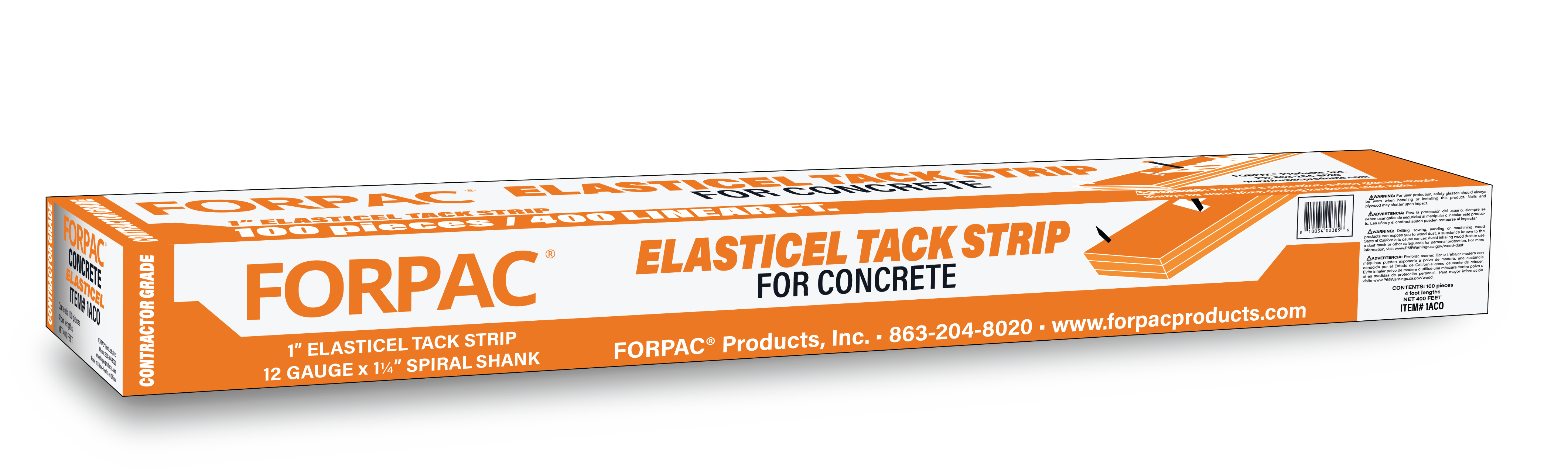 1” ELASTICEL TACK STRIP FOR CONCRETE - 12 GAUGE – FORPAC PRODUCTS, LLC